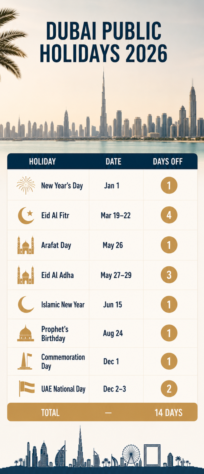 Dubai Public Holidays 2026: Every Day Off You Need to Know